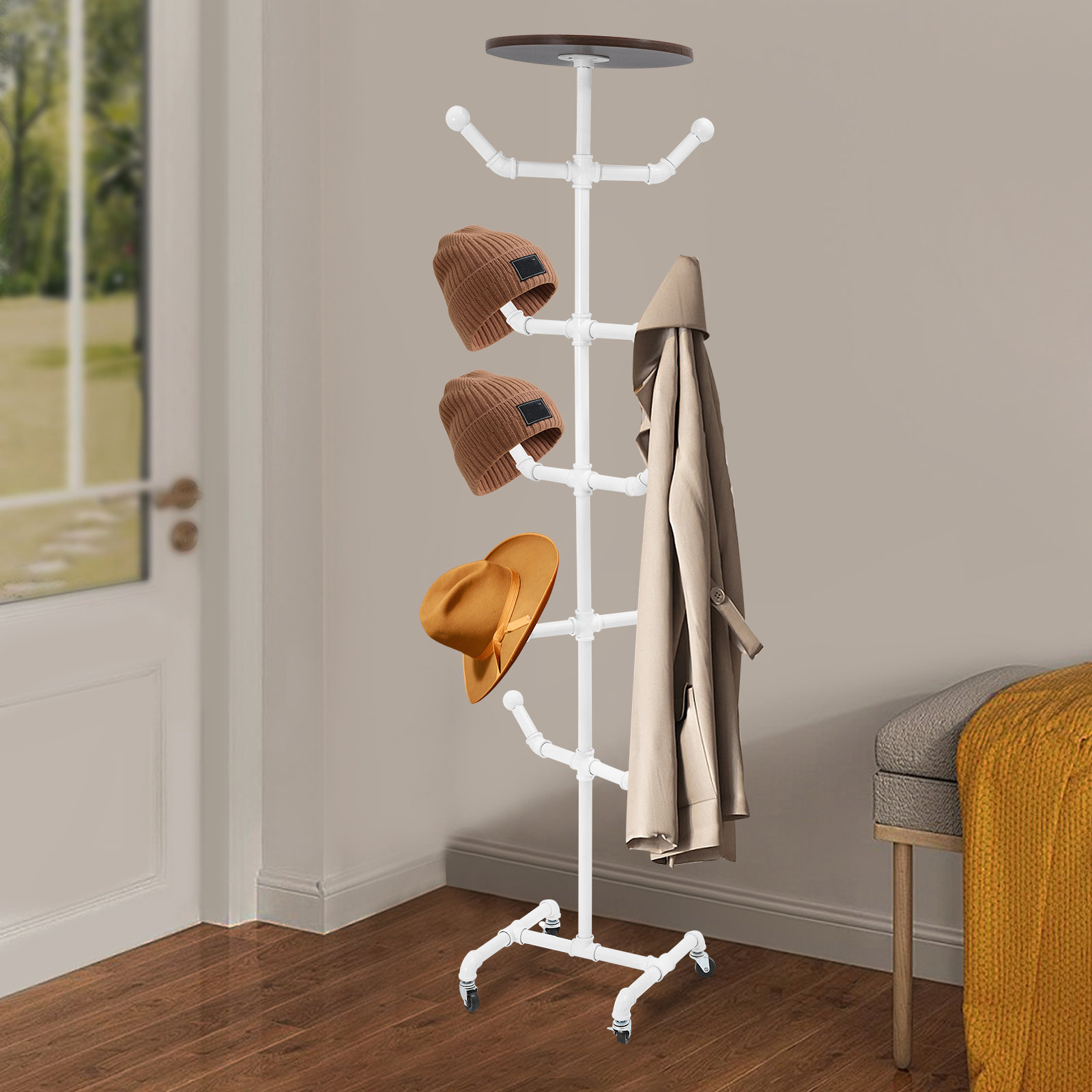Williston Forge Coat And Hat Rack Stand With 4 Universal Wheels | Wayfair