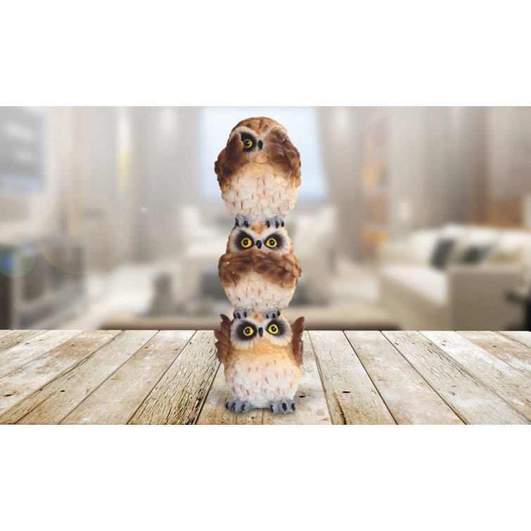 Loon Peak® Corrielus 8"H Evil Stacked Owls Figurine Unique Gifts | Wayfair