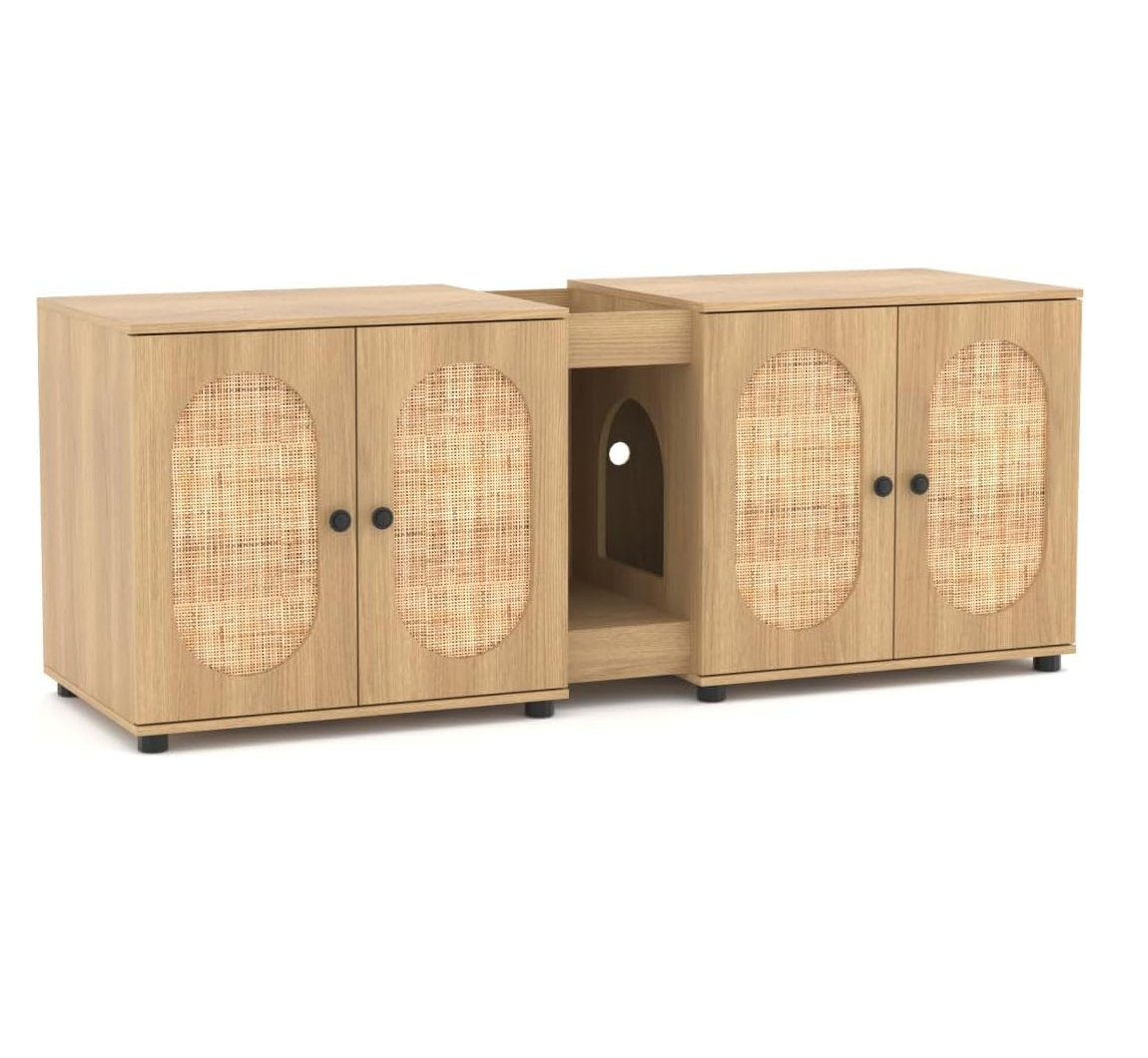 Bay Isle Home™ Double Cat Litter Box Furniture, Large Cat Litter Box ...