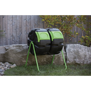 FCMP Outdoor HOTFROG 37 Gallon Dual Body Rotating Tumbling Composter ...