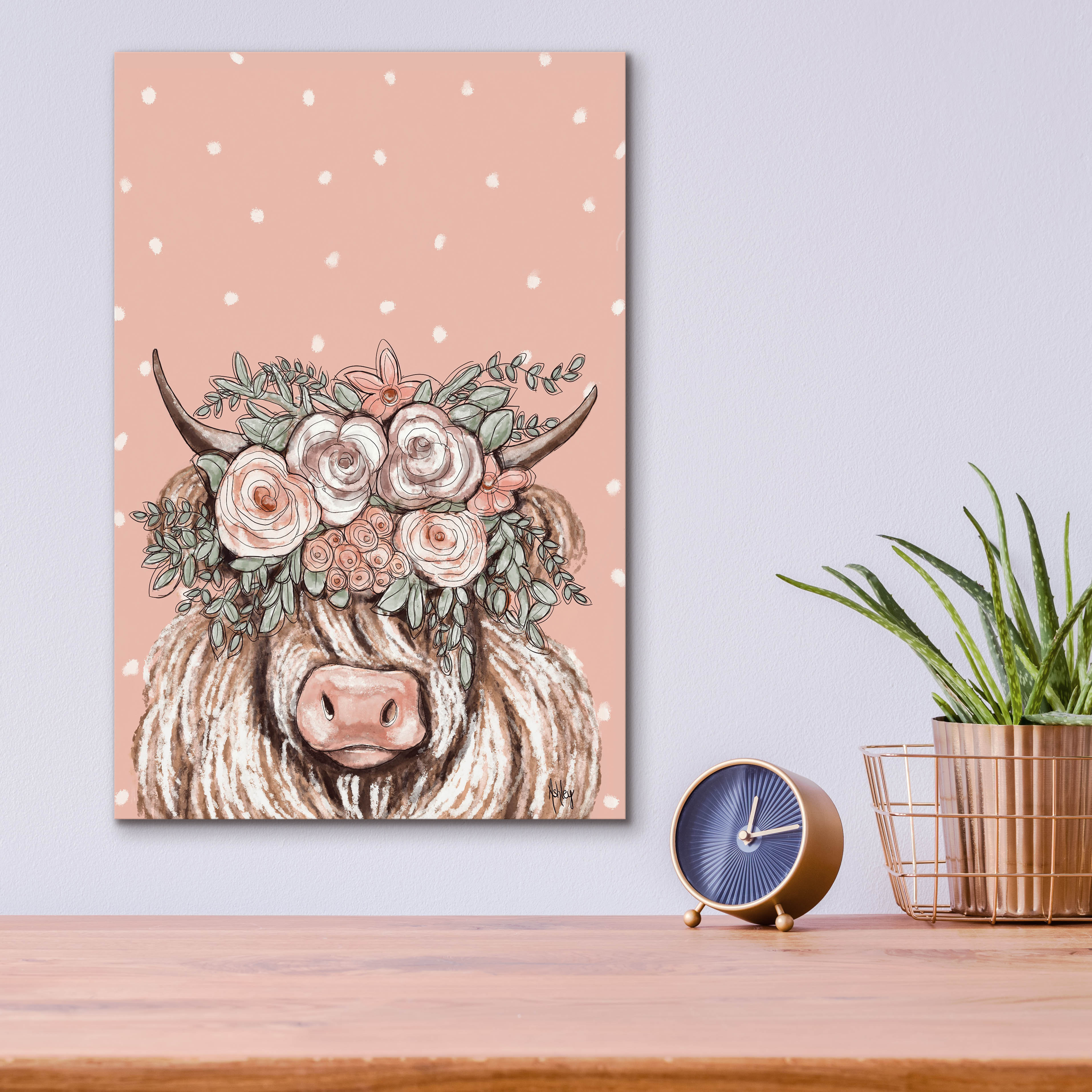 Zoomie Kids 'Boho Cow 1' by Ashley Bradley Acrylic Glass Wall Art, 12 ...