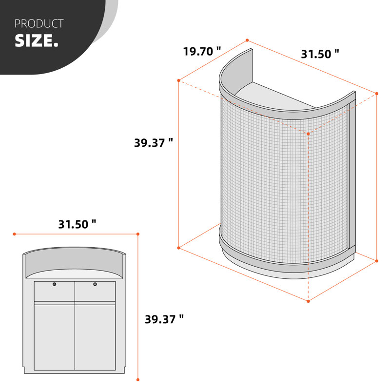 Latitude Run® U-Shaped Woven Rattan Reception Desk, Welcome Counter ...