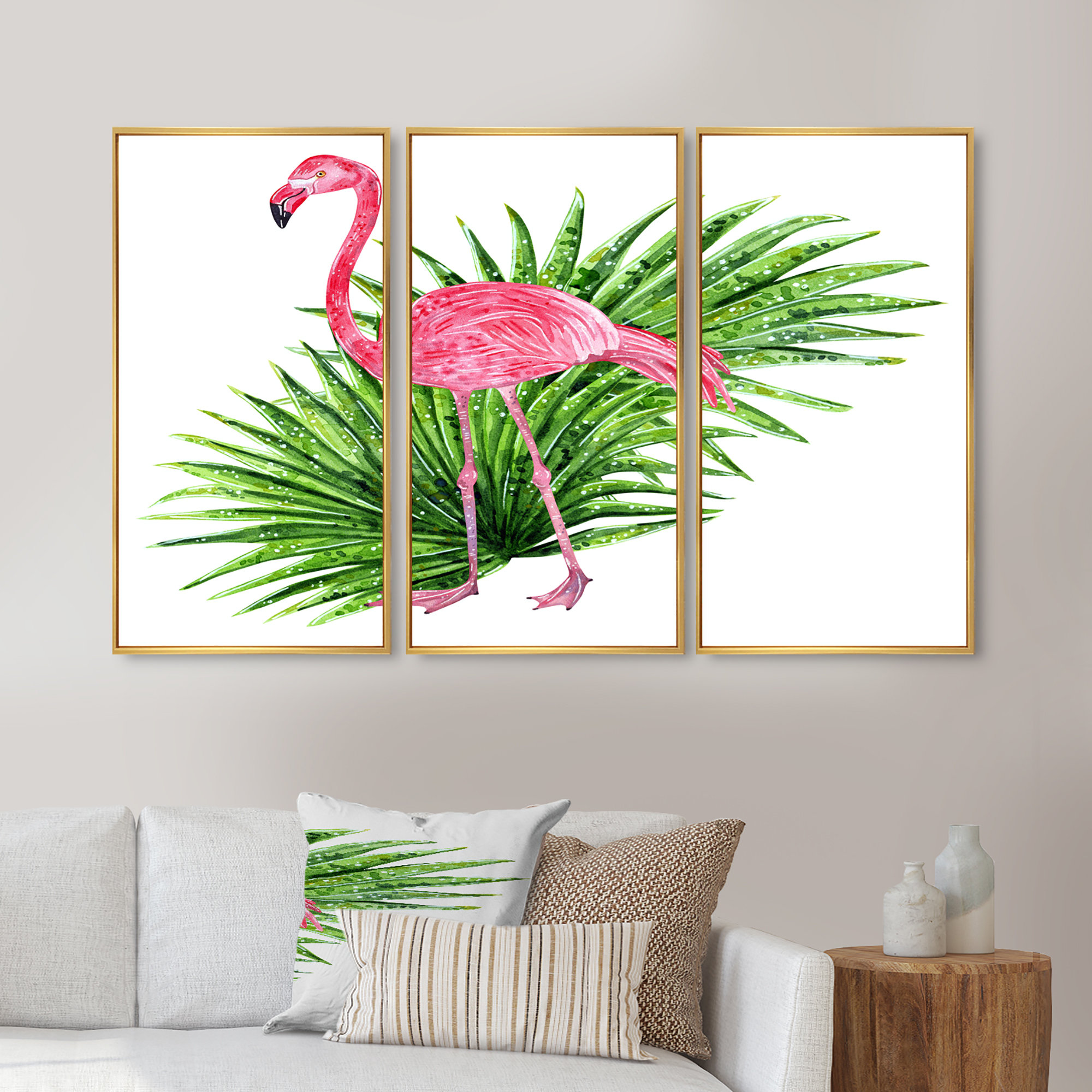 Bay Isle Home™ Tropical Collage With Leaves And Pink Flamingo ...
