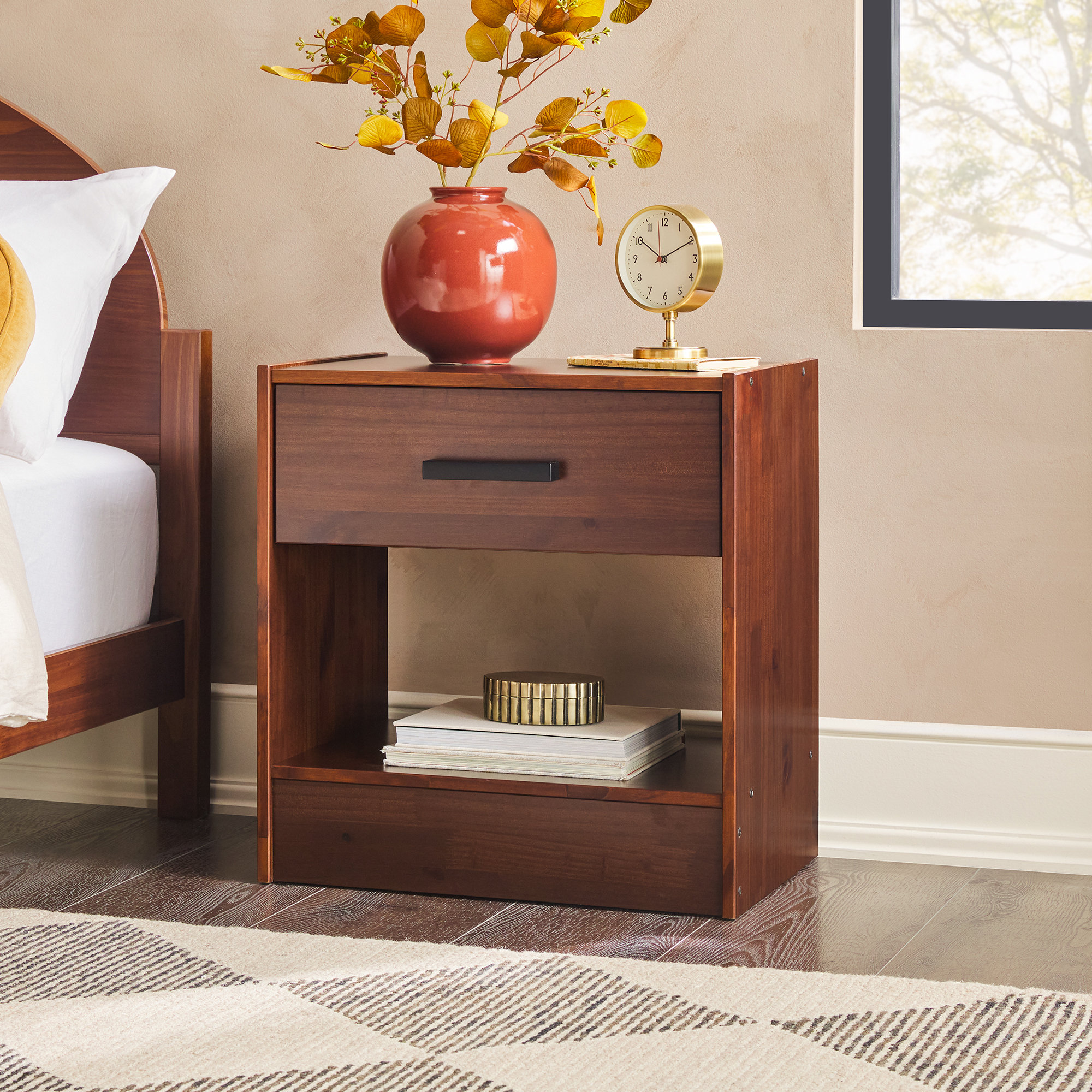 Ebern Designs Modern Solid Wood 1 Easy Assembly Drawer Nightstand with ...