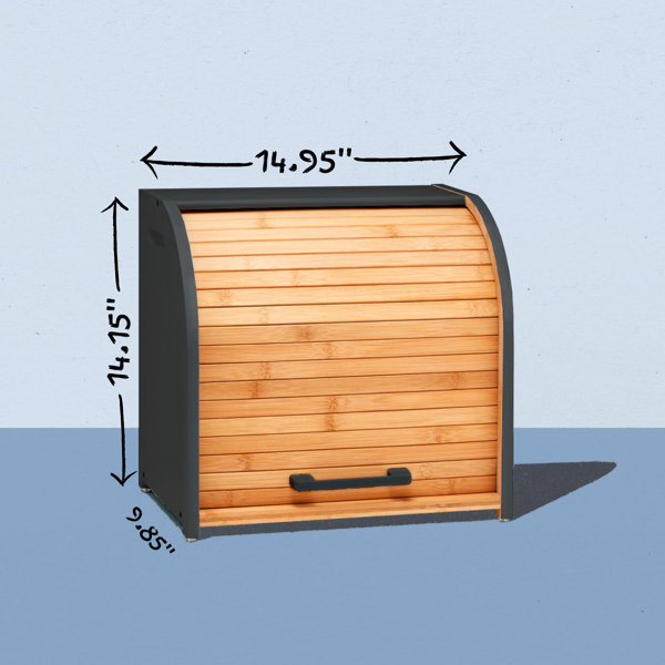 Prep & Savour Bamboo Double Layer Bread Box For Kitchen Countertop ...
