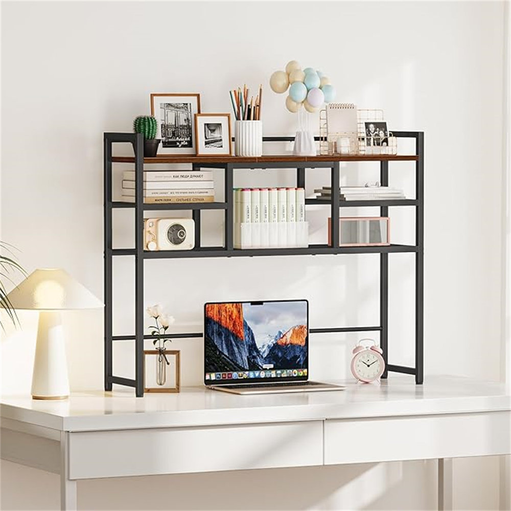 17 Stories Jaivion Desk Shelf, 38.6" Desktop Bookshelf, Desk Hutch Dorm ...