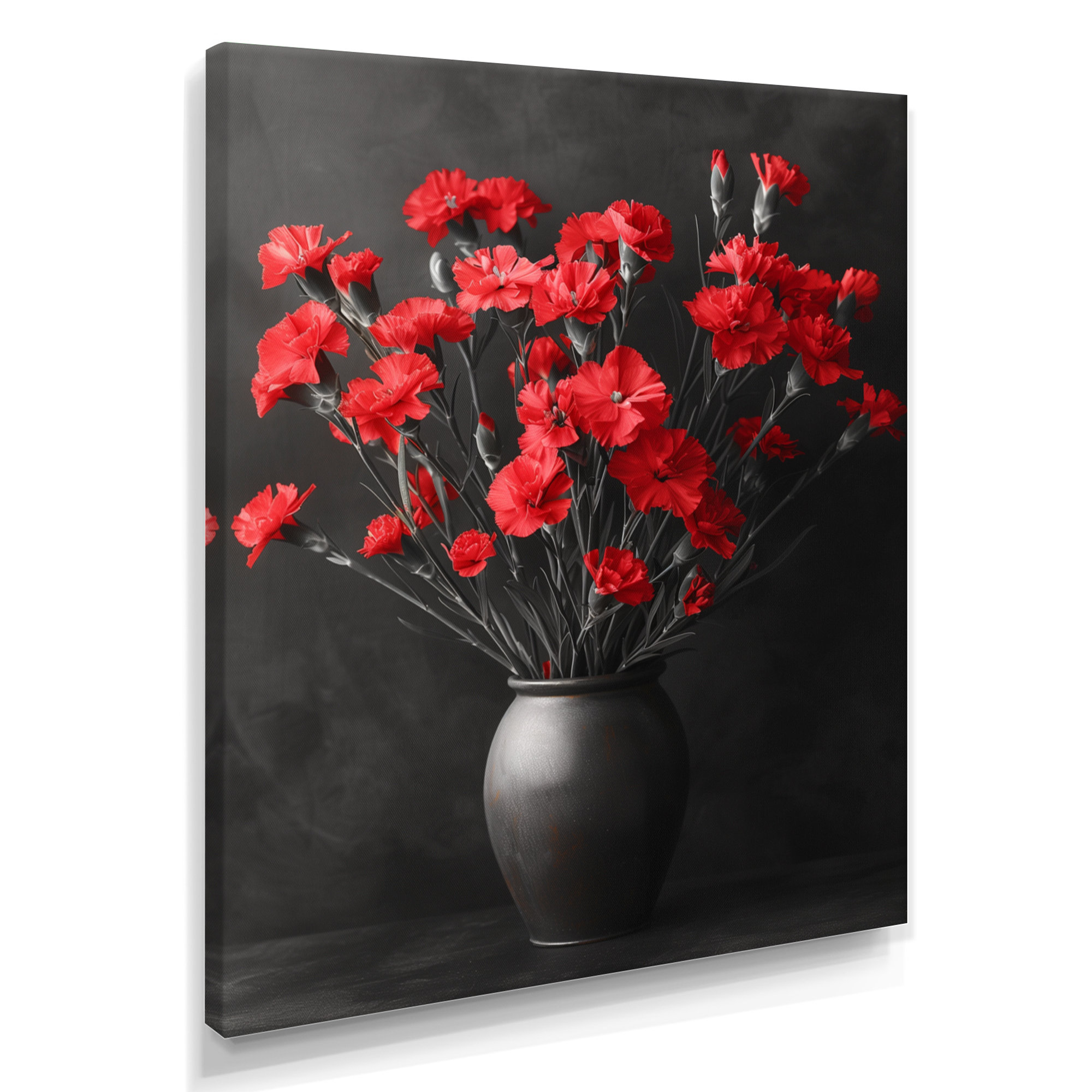 Winston Porter Monochrome Red Black Vibrant Potted Carnations I ...