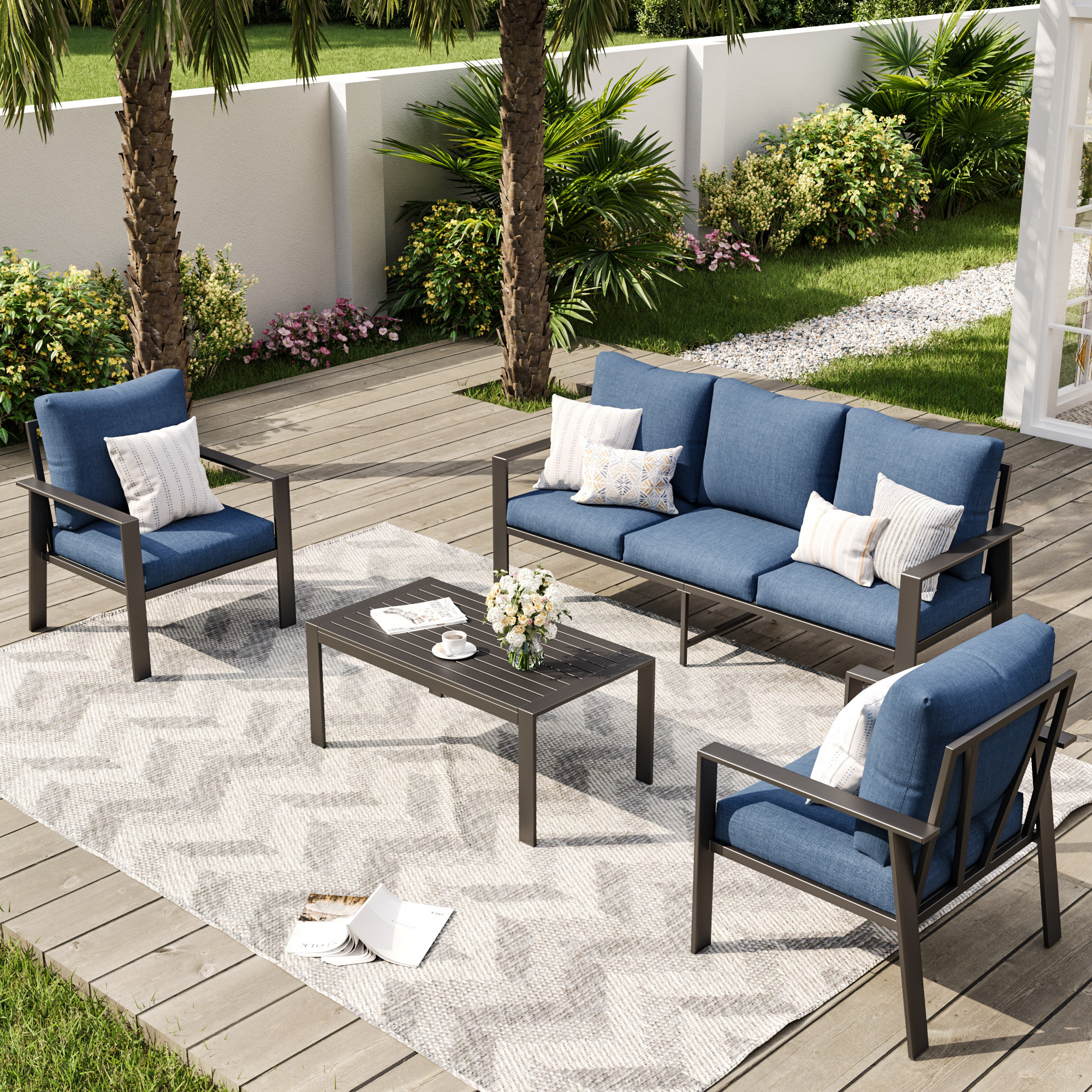 Latitude Run® Modern Outdoor Furniture Set - Outdoor Seating Group with ...