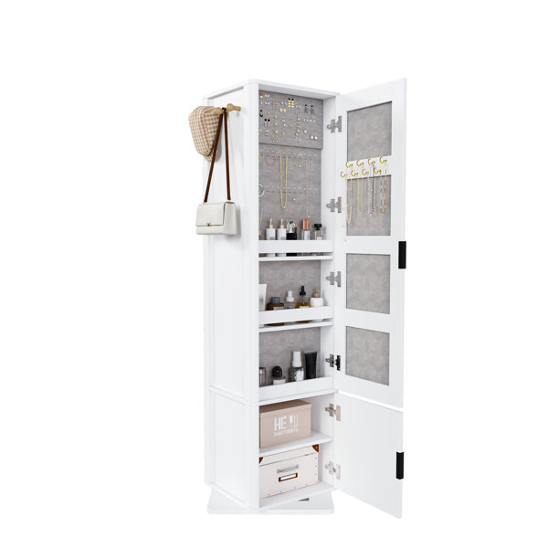 Latitude Run® 360° Rotating 4 - in - 1 Makeup Cabinet with Full ...