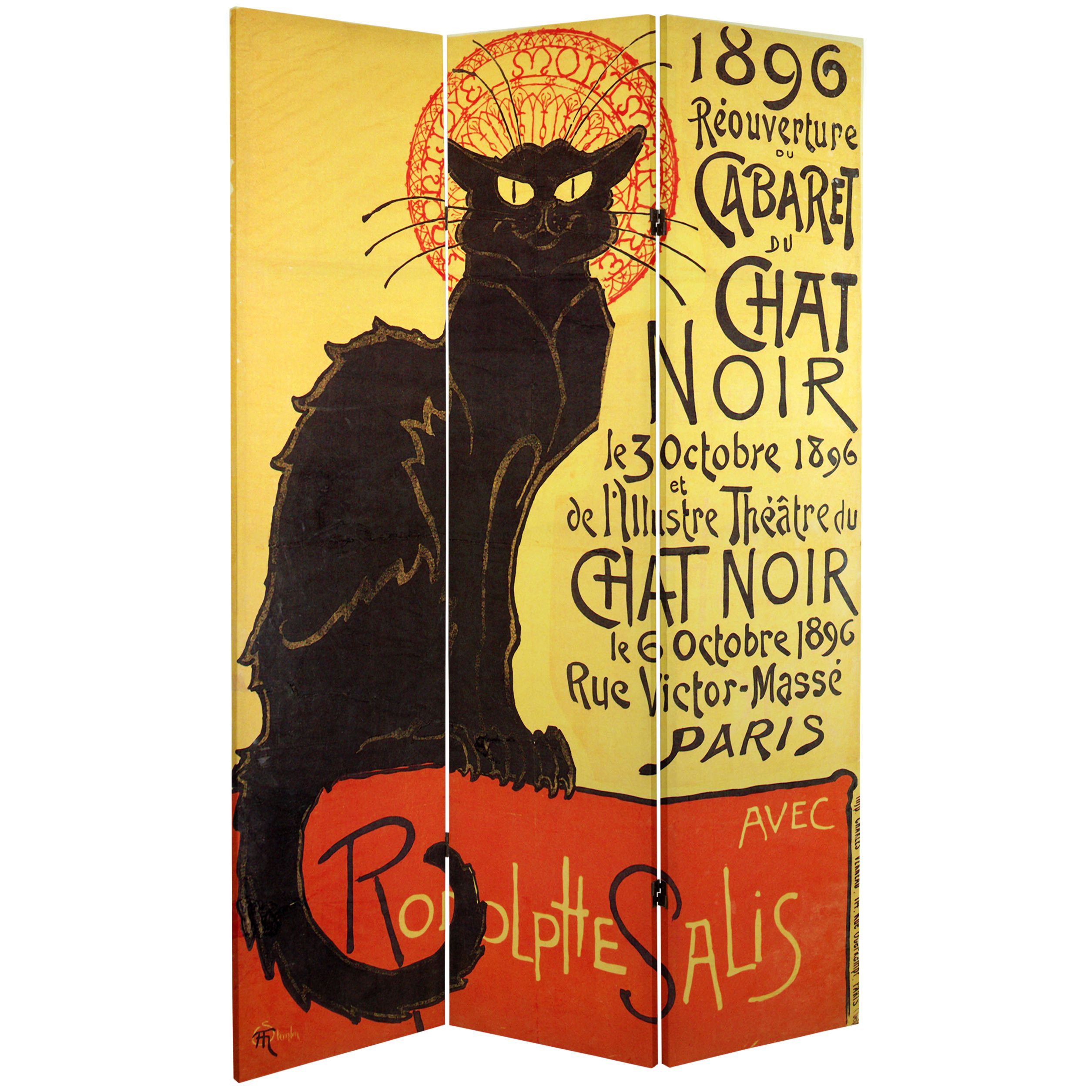 Winston Porter Pittman Chat Noir Folding Canvas Room Divider & Reviews ...