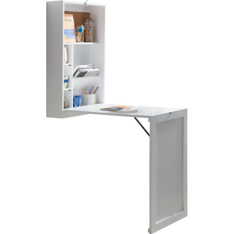 Latitude Run® Ahraya Wall-Mounted Fold-Out Writing Floating Desk ...