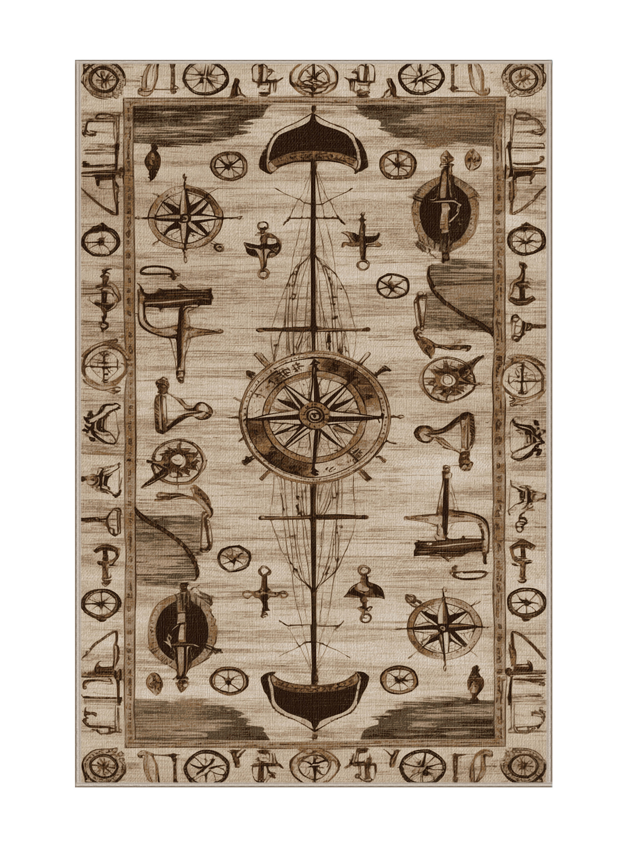 Longshore Tides Washable Historical Maritime Nautical Area Rug | Wayfair