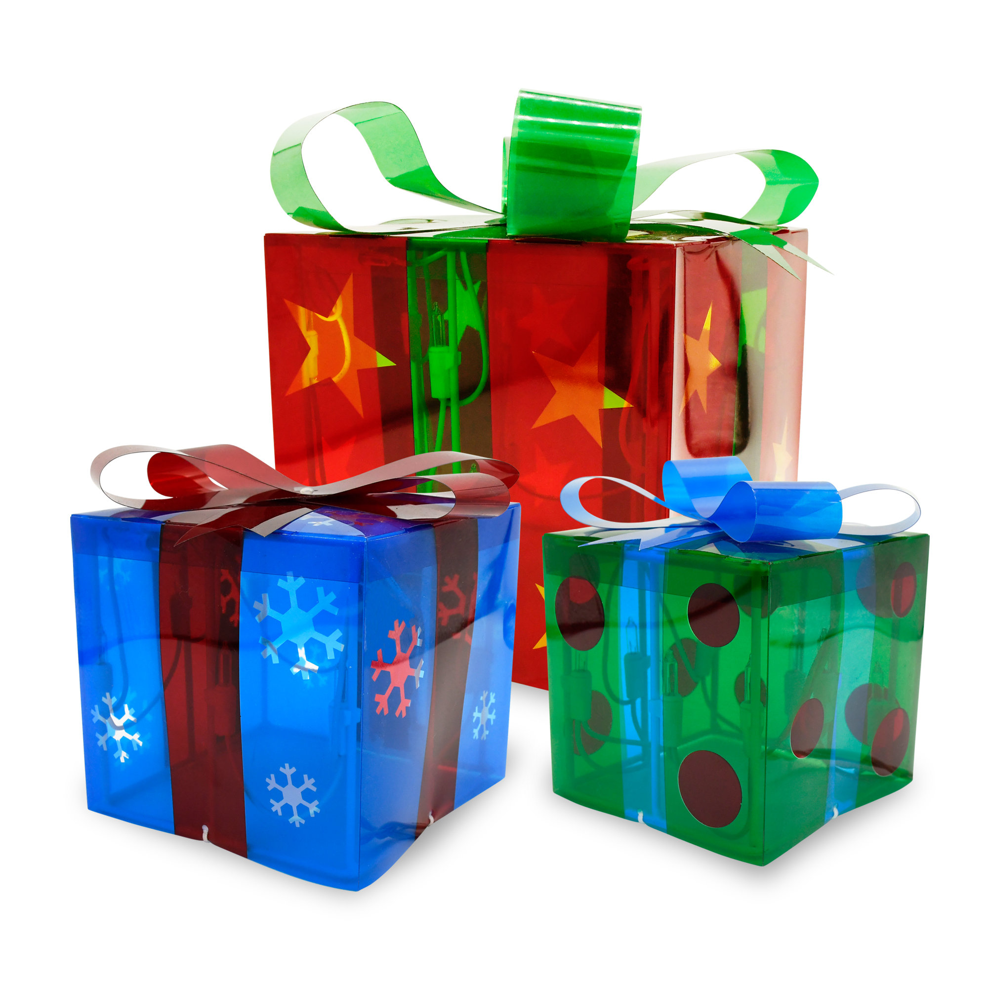 The Holiday Aisle® 3 Piece Christmas Gift Boxes Lighted Display Set ...