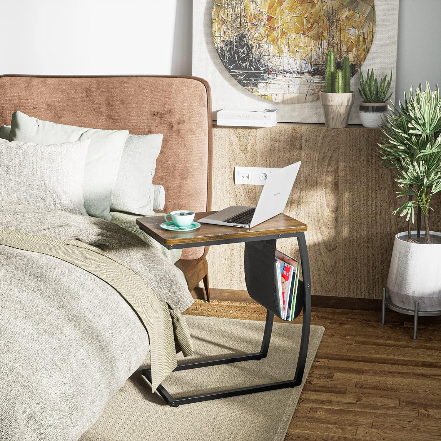 17 Stories Side End Tables Living Room, Vintage C-Shaped Laptop Table ...