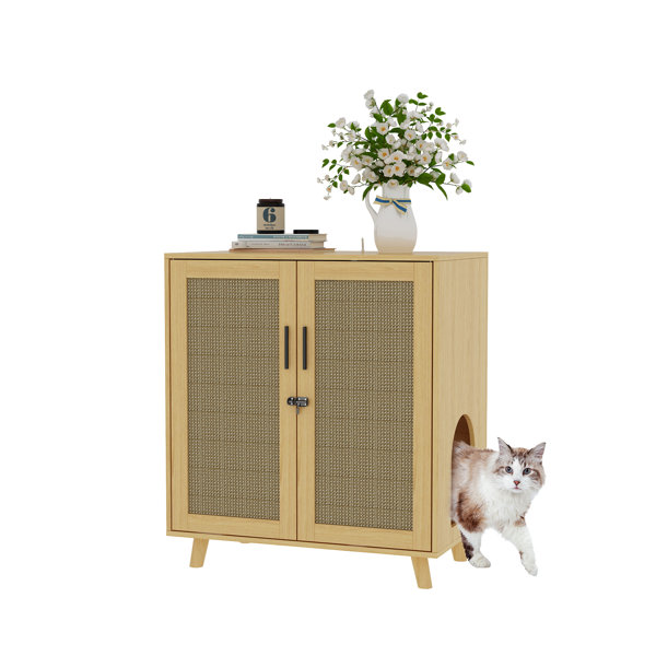 Tucker Murphy Pet™ Modern Cat Litter Box Enclosure With Lock And Sisal ...
