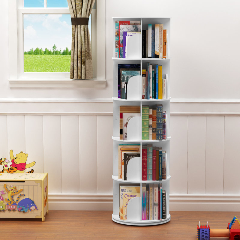 Latitude Run® 360° Rotating Stackable Shelves Bookshelf Organizer ...
