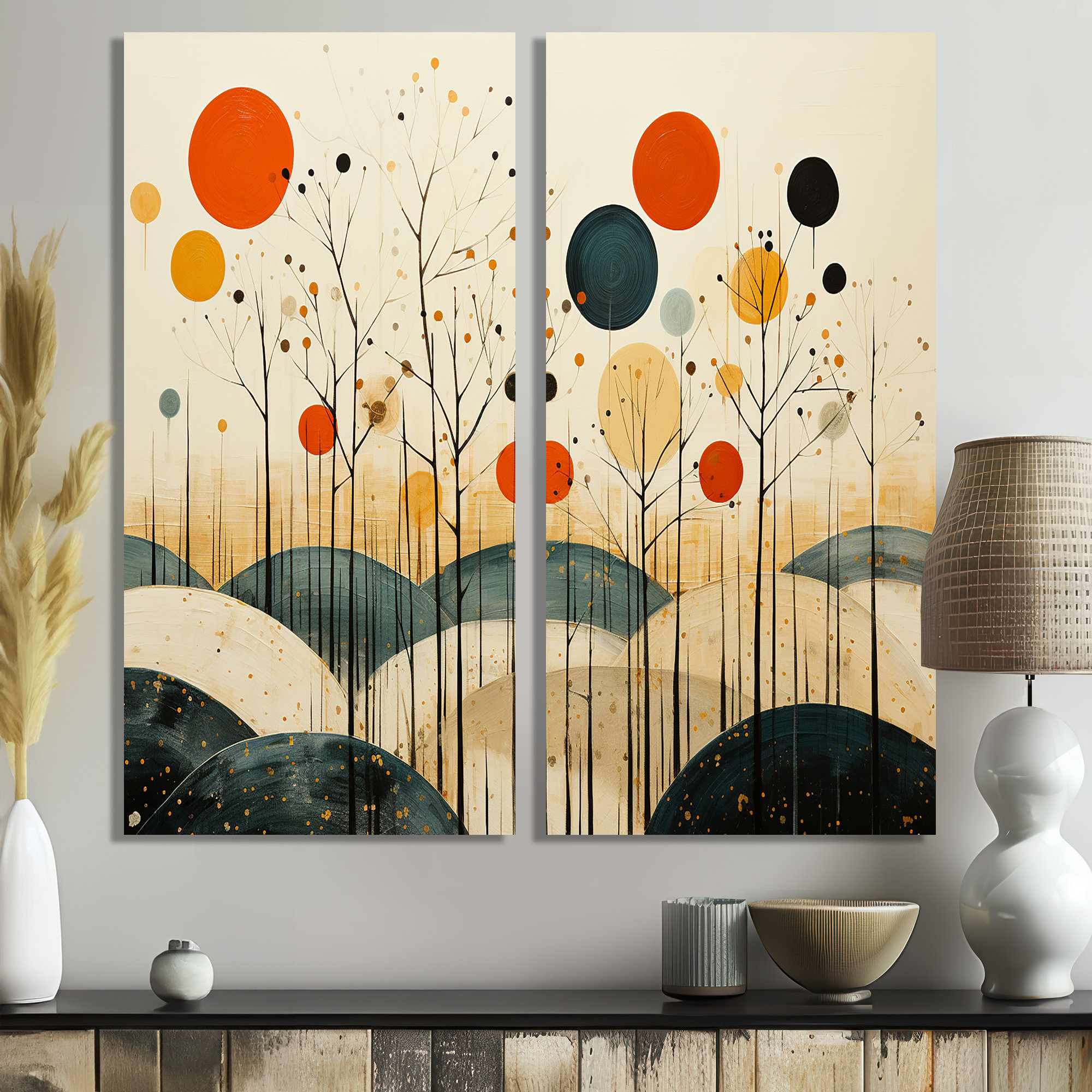 George Oliver Colorful Mid Century Minimalist Oasis V - Multi-Color ...