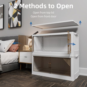 Latitude Run® Transparent Foldable Plastic Storage Cabinets - Stackable ...