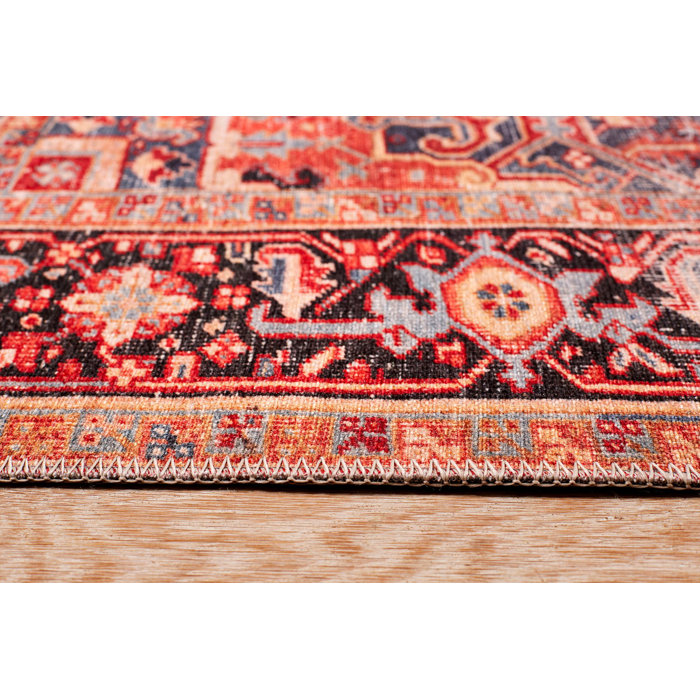 Langley Street Larrick Machine Washable Heriz Boho Powerloomed Rug ...