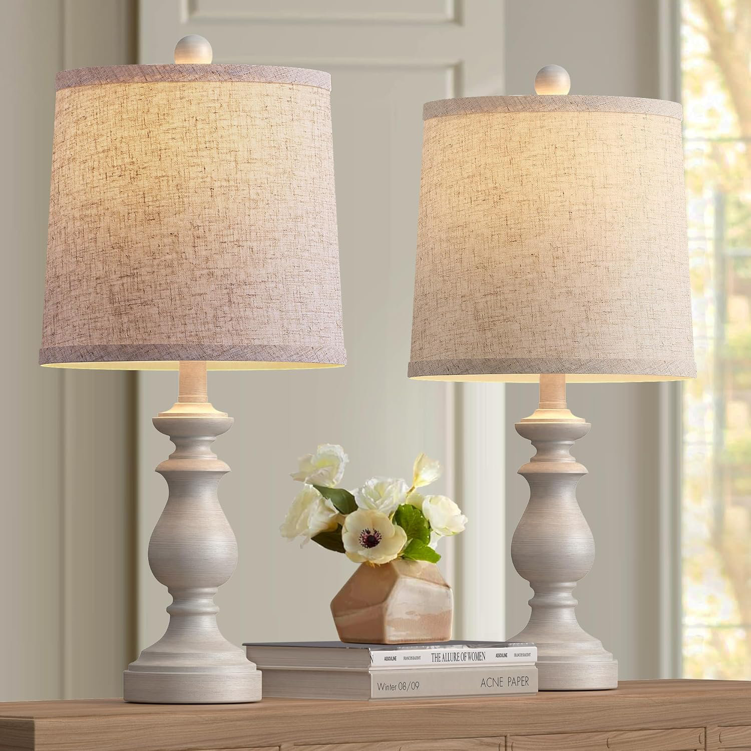 One Allium Way® Traditional Table Lamp Set of 2, Rustic Farmhouse Table ...
