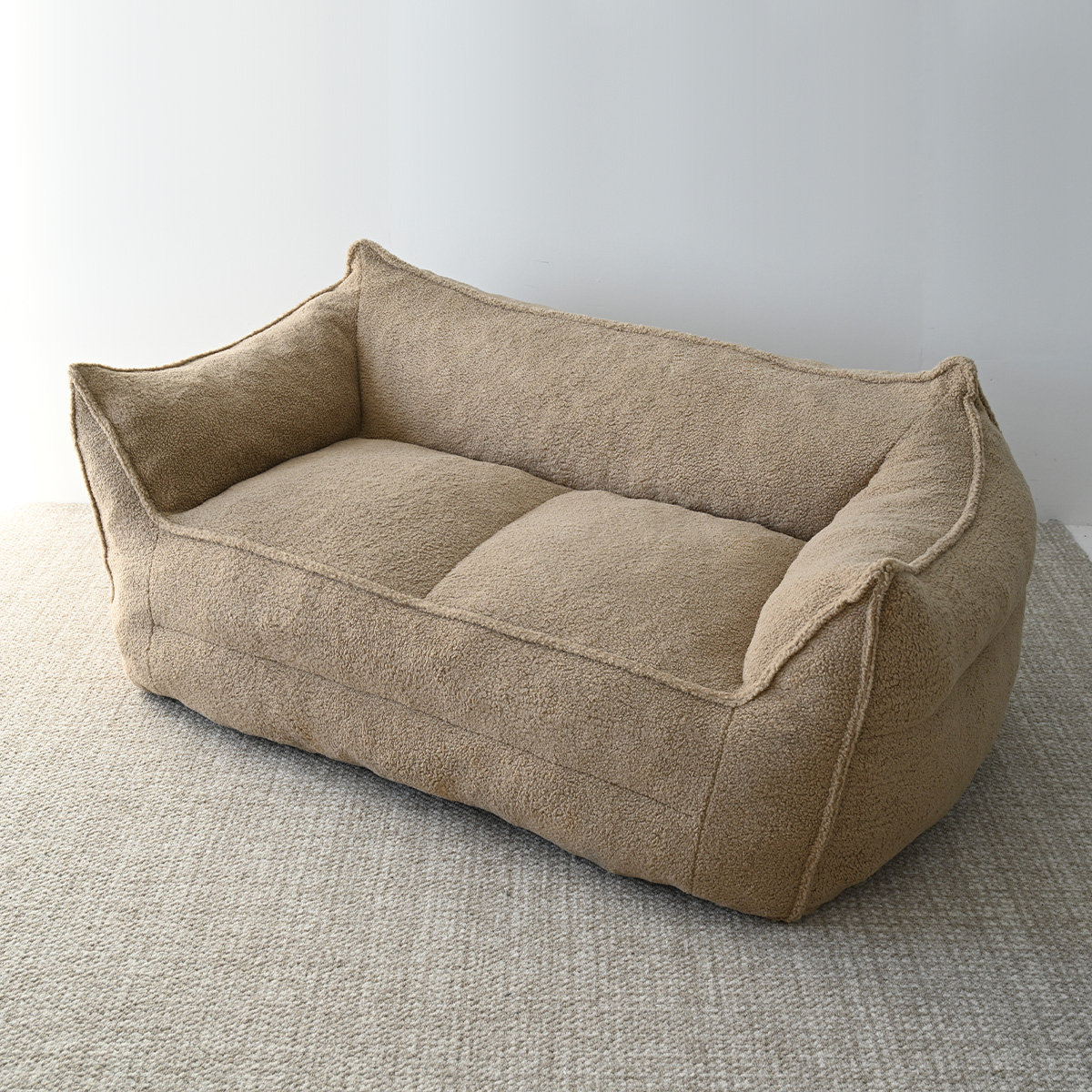 Trule Bailan Teddy Loveseat Sofa,Upholstered Teddy Fabric Bean Bag ...