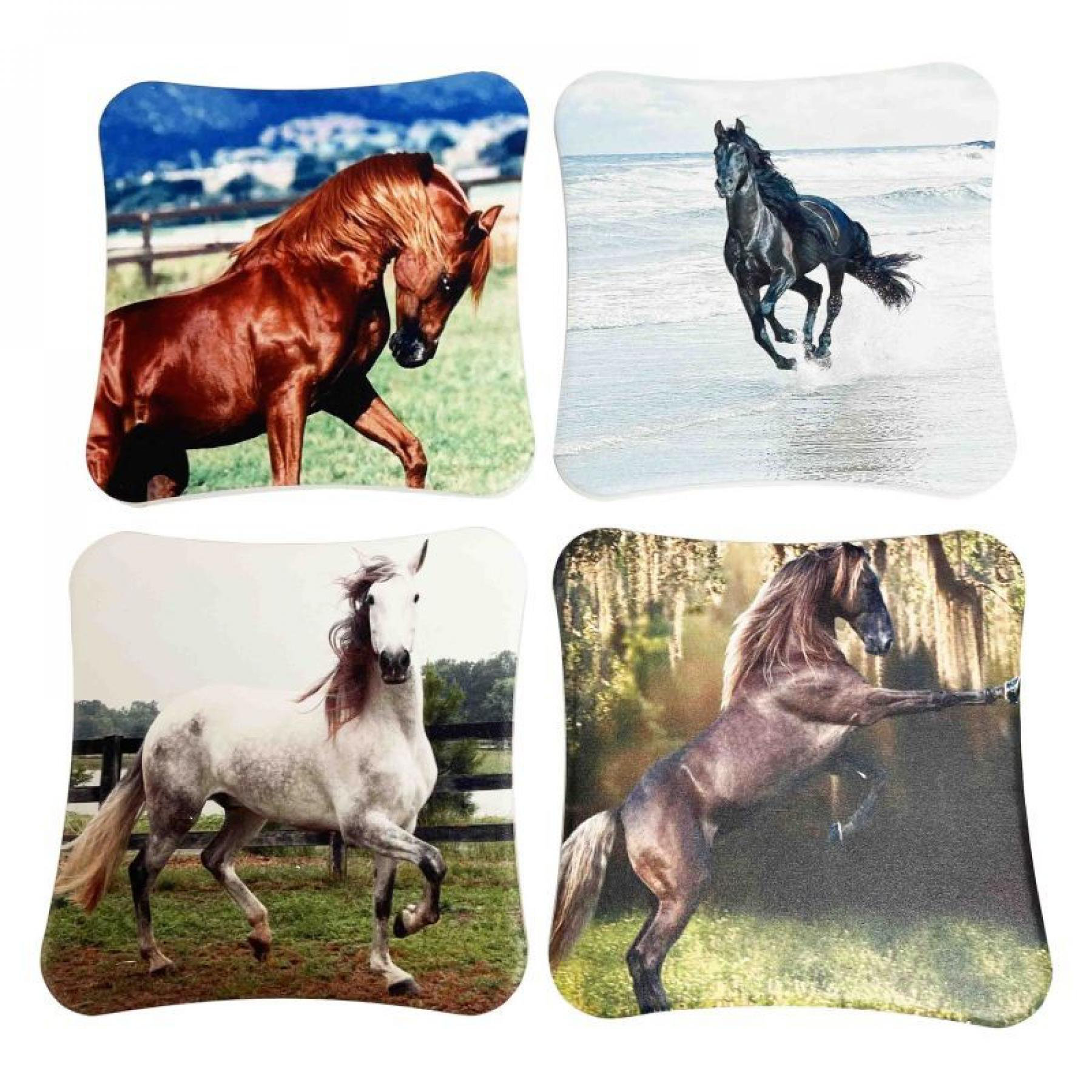Ophelia & Co. Set Of 4 Assorted Horses In Motion Coasters | Wayfair