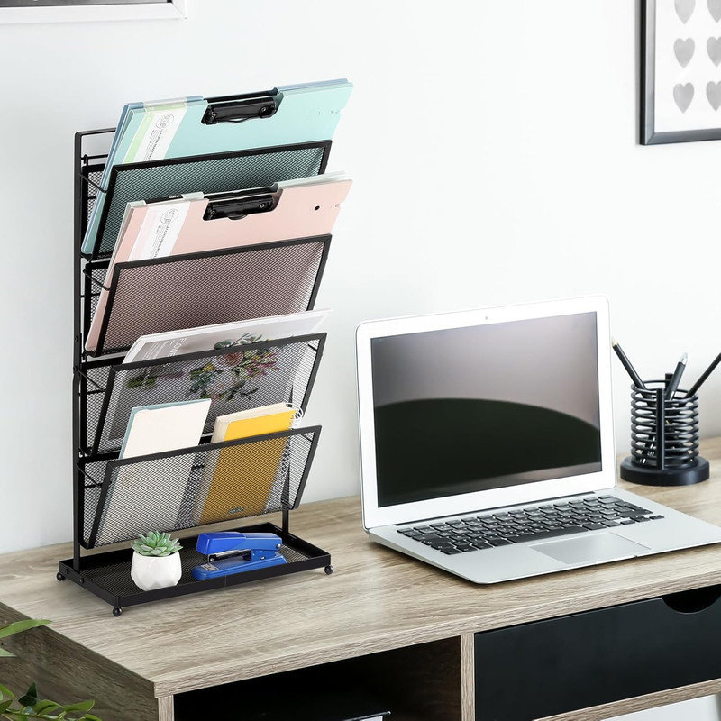 Rebrilliant Magazine File Holder Floor Magazine Rack 4 Tier Brochure ...