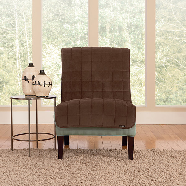 Sure Fit Deluxe Comfort Quilted Armless Box Cushion Chair Slipcover ...