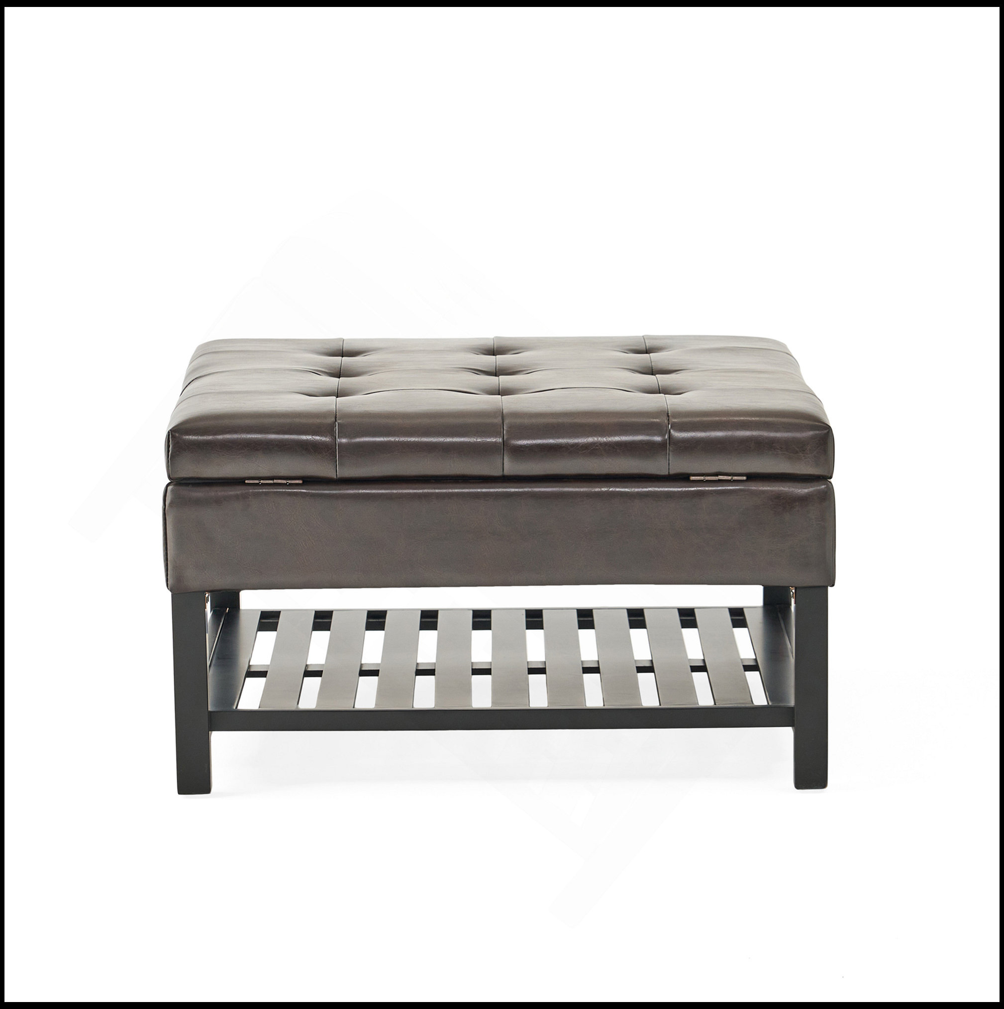 Hokku Designs Sophisticated Square Ottoman With Storage And Bottom Rack ...