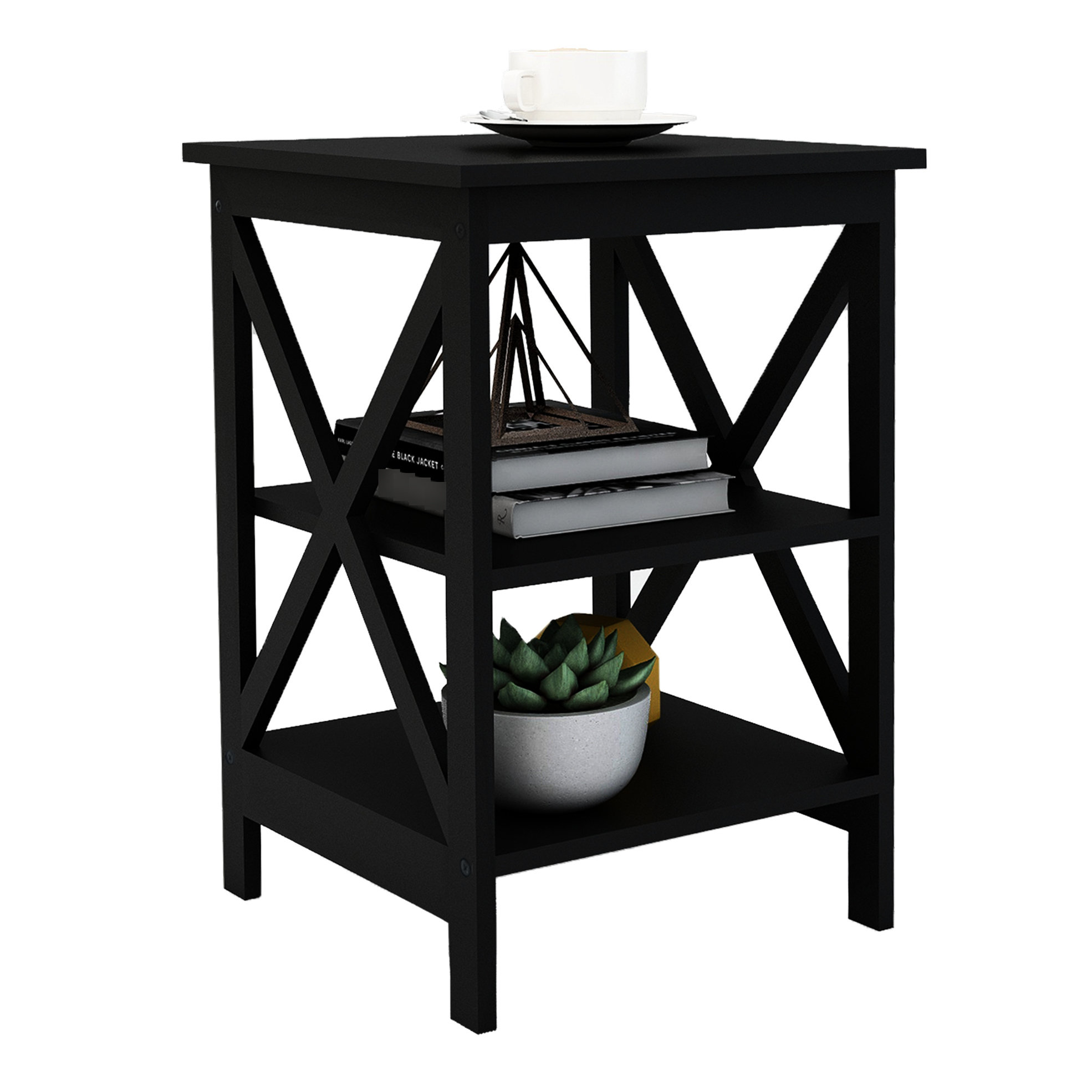Winston Porter Special Painted Side Table In Black, Made Of Black With ...