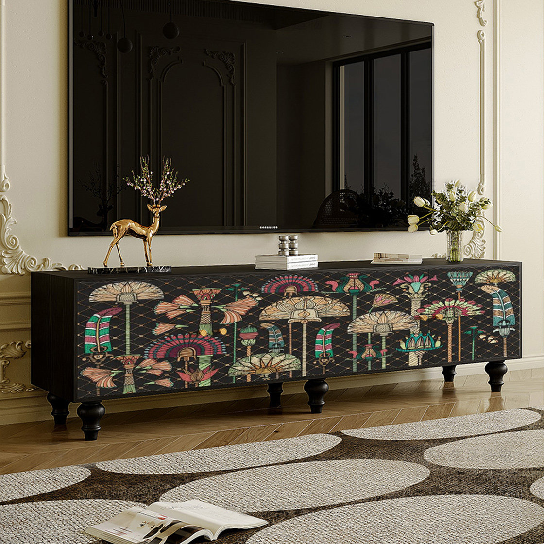 Dwelling Living 86.61" Picture Colour Solid wood TV Stands - Wayfair Canada