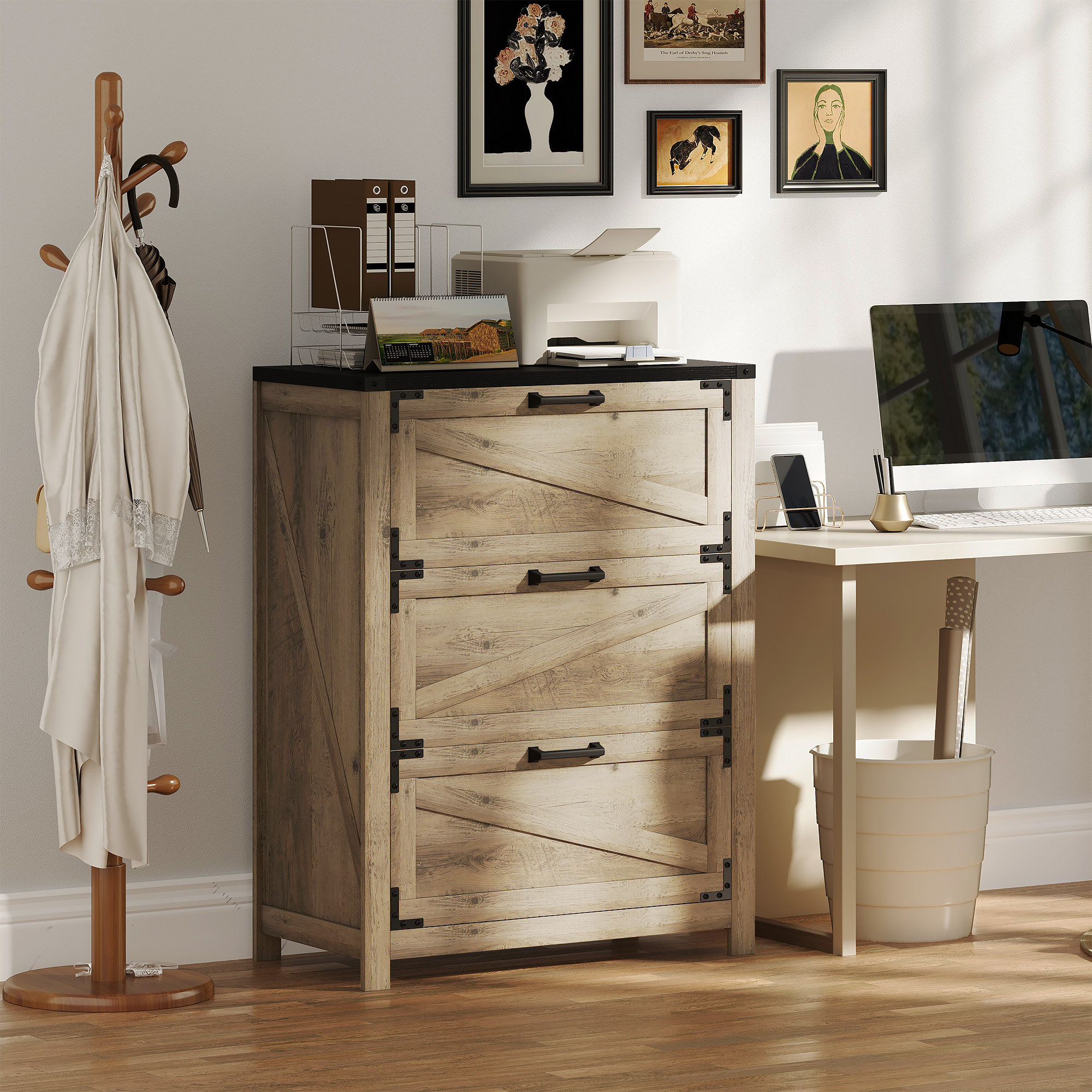 Gracie Oaks 3 Drawer File Cabinet Lateral Filing Cabinet for Home ...