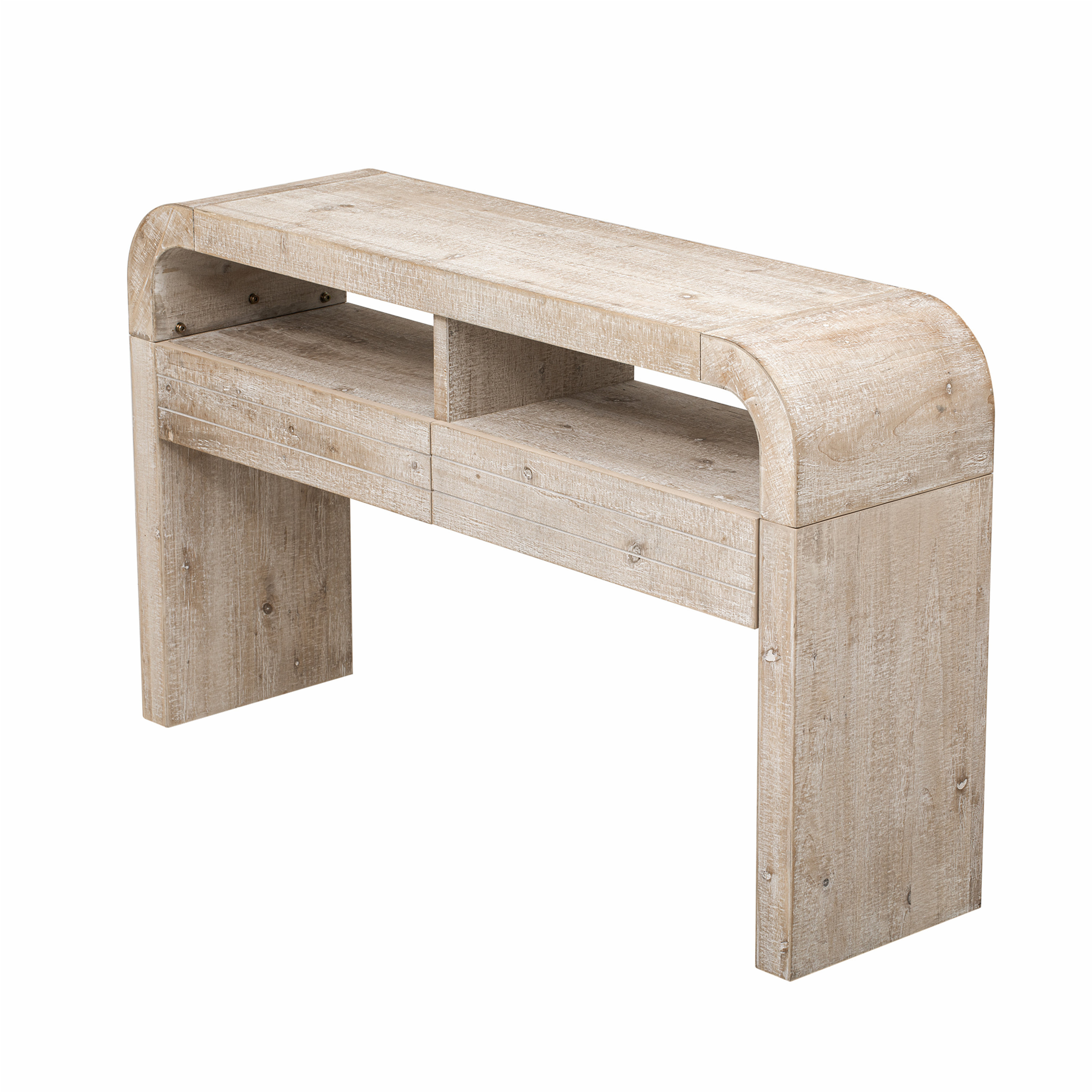 George Oliver Retro Curved Sofa Table with 2 Large Drawers | Wayfair