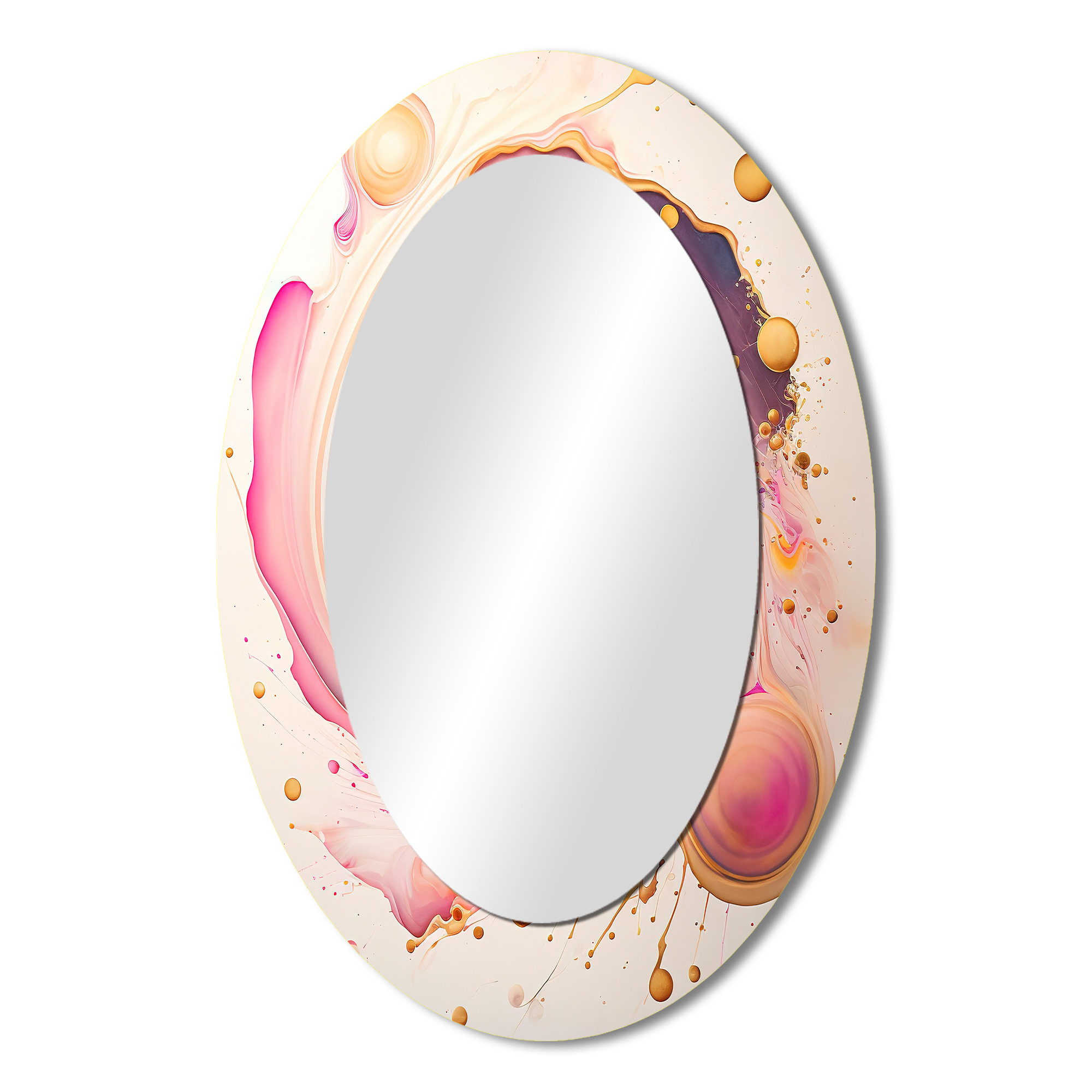 Ivy Bronx Pink Liquid Swirl - Modern Oval Wall Mirror | Wayfair