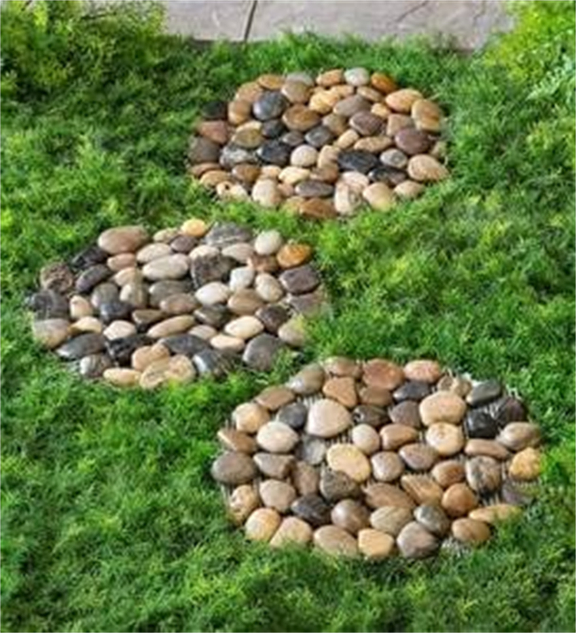 One Allium Way River Rock Stepping Stones, Set Of 3 For Outdoor Garden ...