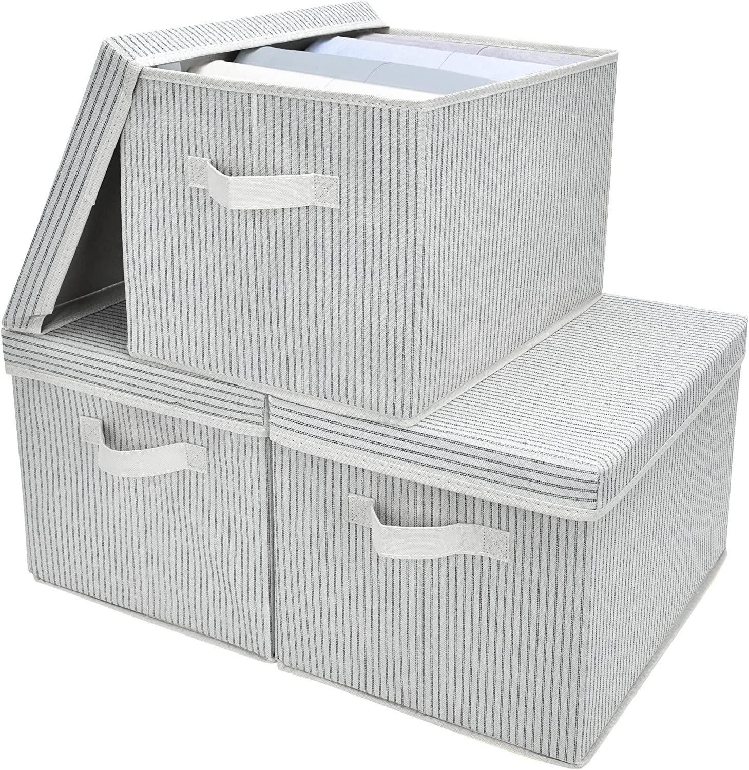 Ebern Designs Large Foldable Fabric Box With Lid, Storage Box With ...