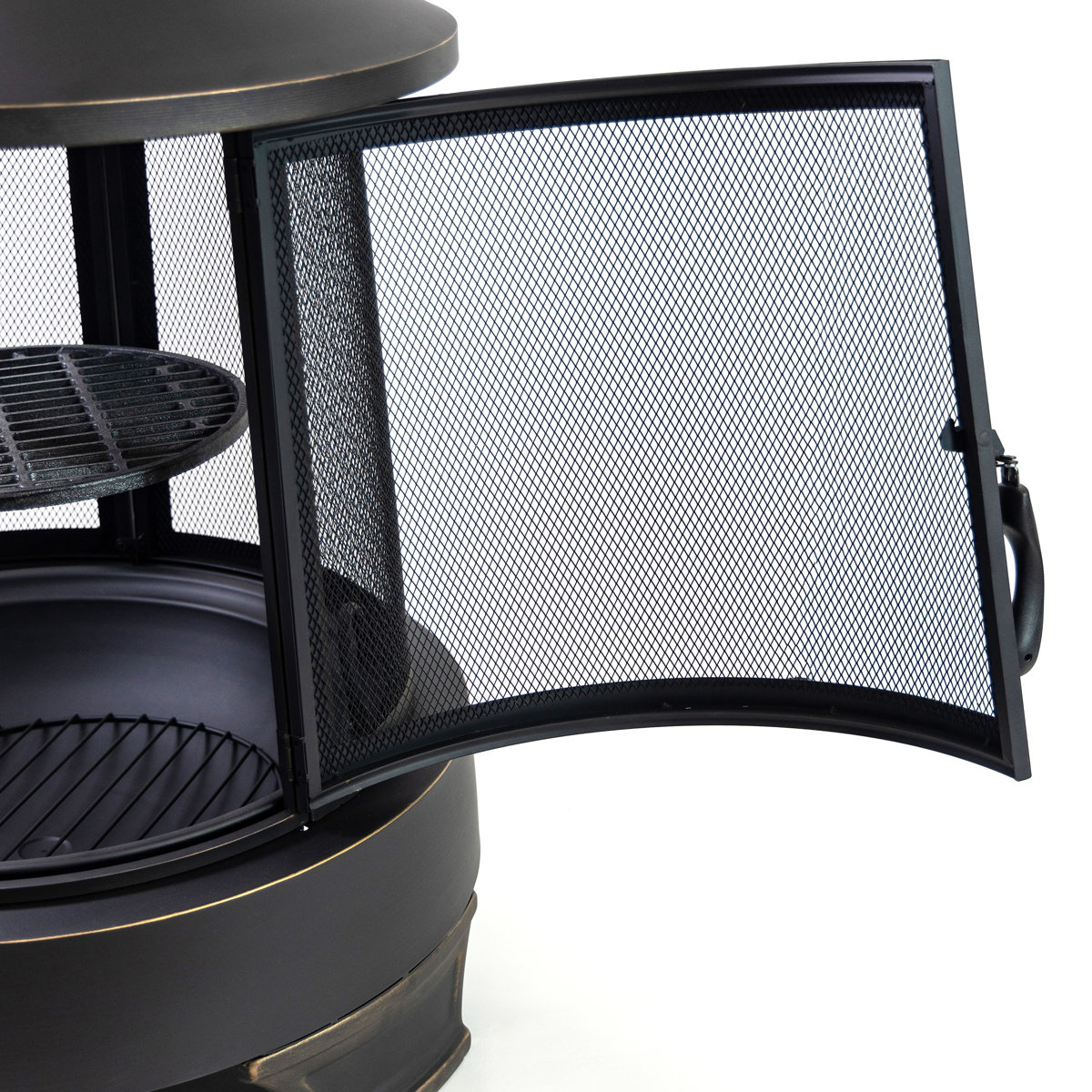 Deko Living 30 Inch Diameter Outdoor Steel Wood Burning Chimney Firepit ...