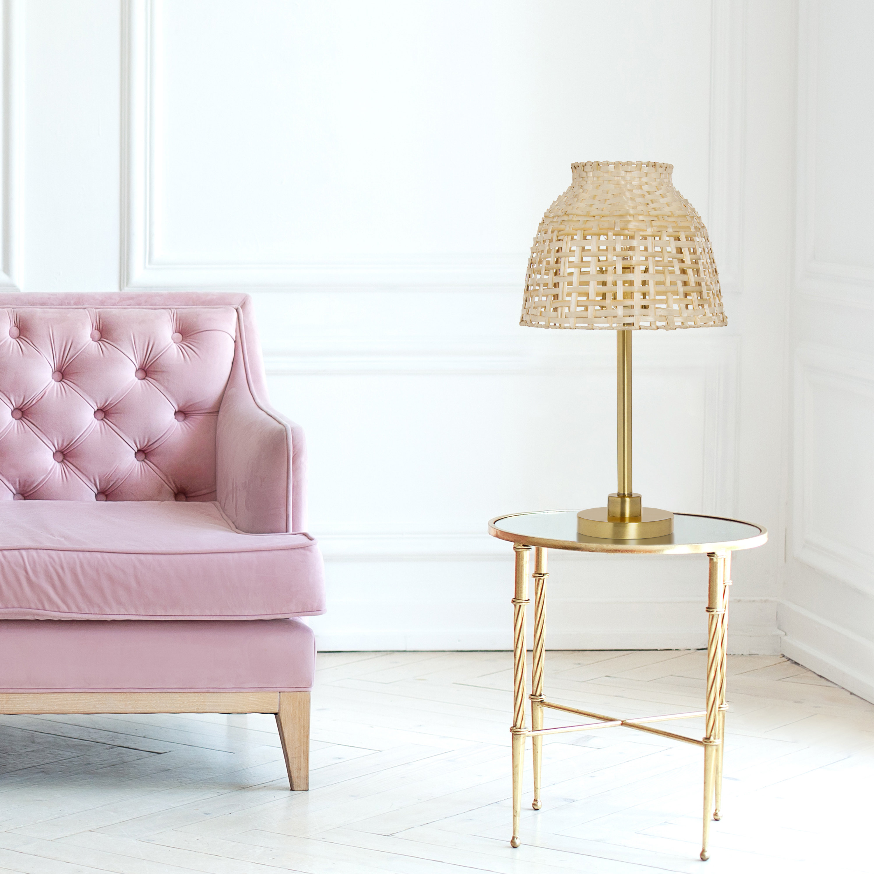 Bay Isle Home Frio 20"H Natural & Gold Bamboo Shade Table Lamp ...