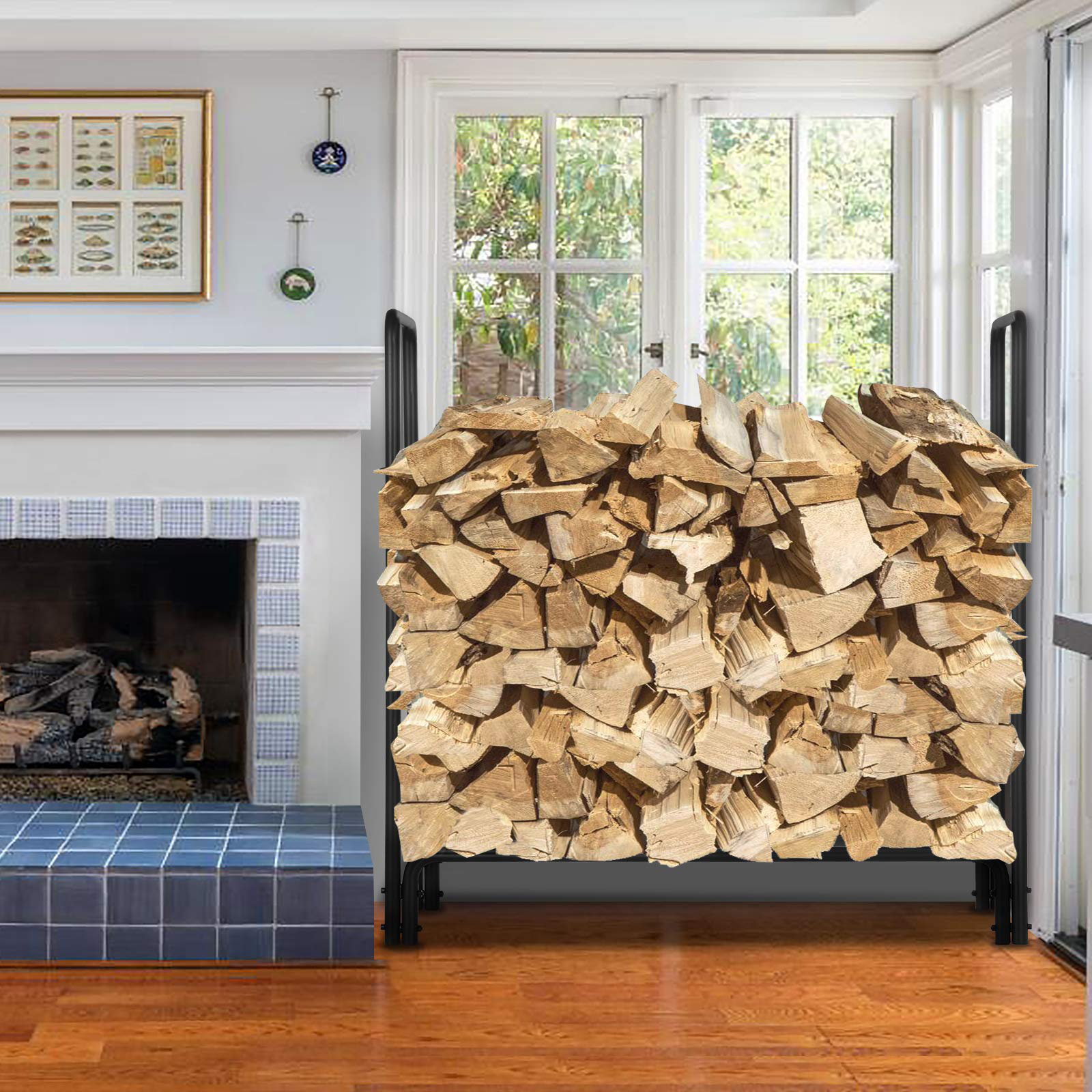 17 Stories 8Ft Firewood Rack Outdoor Heavy Duty Log Rack Firewood ...