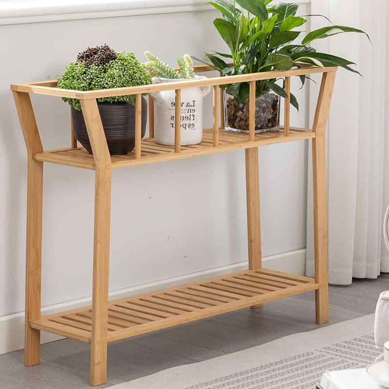 Red Barrel Studio® Plant Stand Indoor Bamboo Potted Plant Shelf Table 2 ...