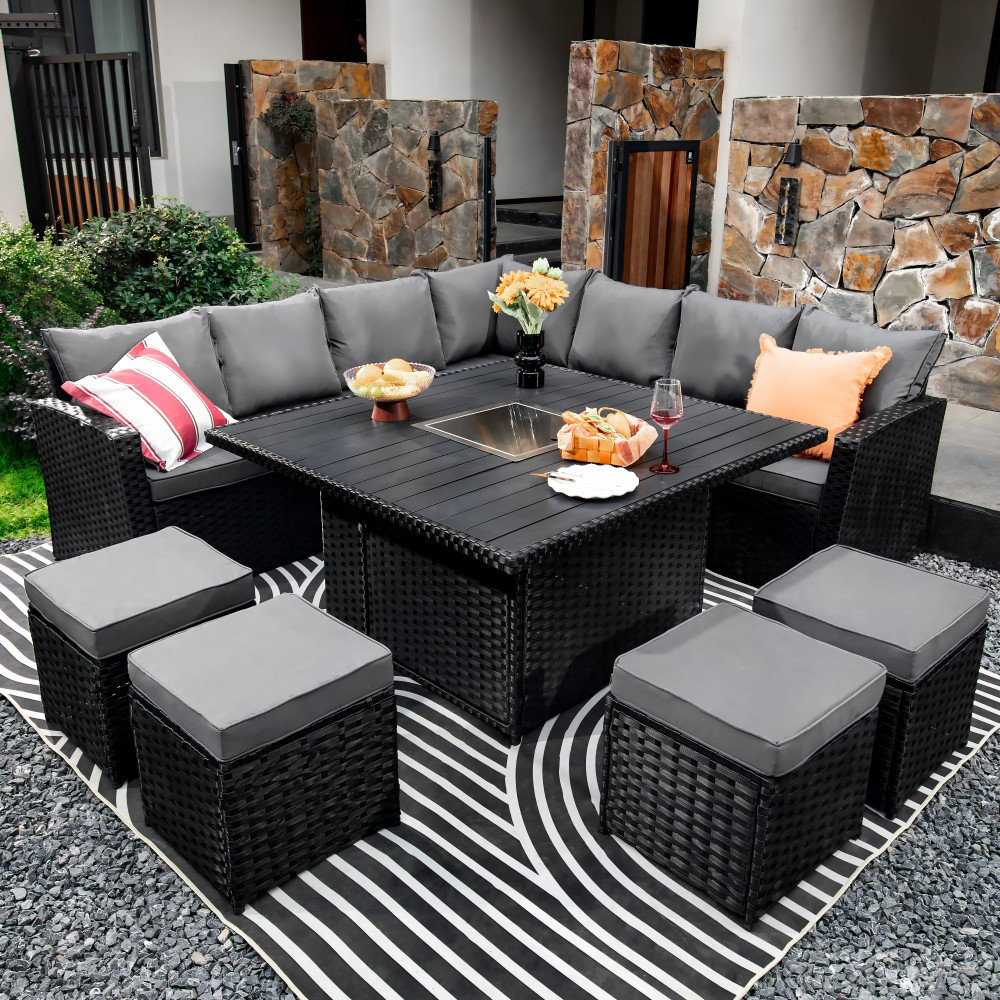 ClassicLiving Outdoor Deodhar All Weather Wicker 11 - Person Seating ...
