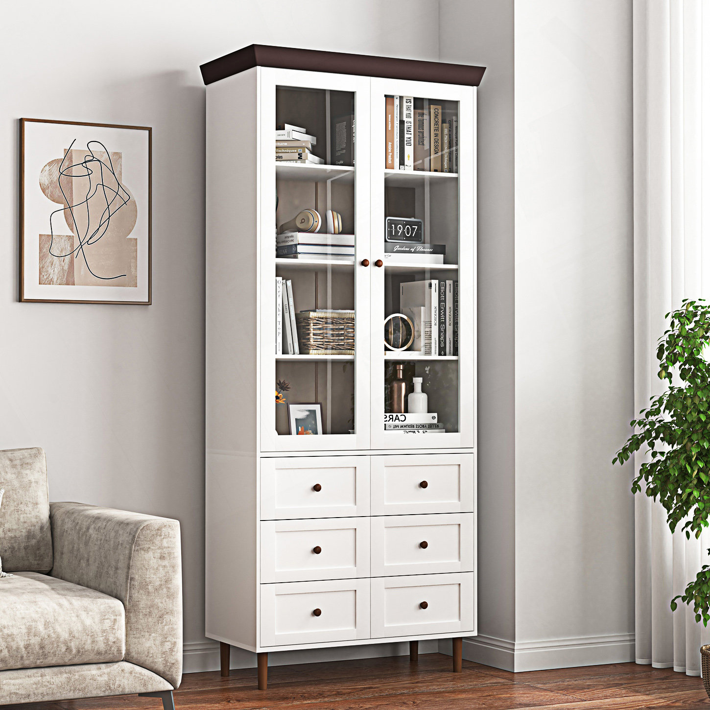 Lark Manor™ Display Storage Cabinet, Tall Kitchen Pantry Cabinet With ...