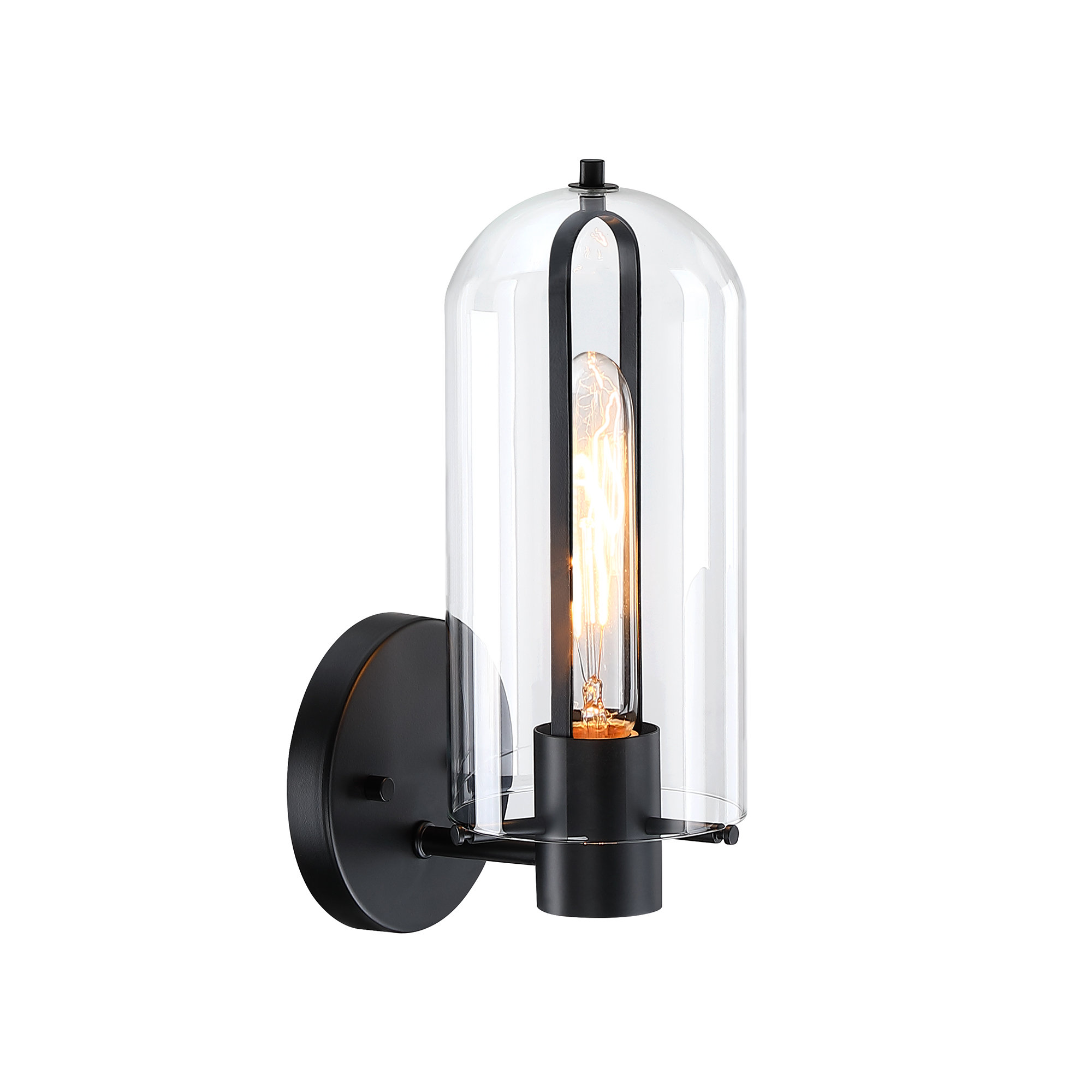 Mercer41 Dewaun 5.25 in. 1-Light Matte Black Wall Sconce Light with ...