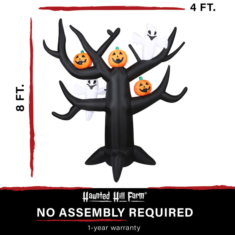 Haunted Hill Farm 8-Ft. Pre-Lit Inflatable Spooky Tree with Ghosts and ...