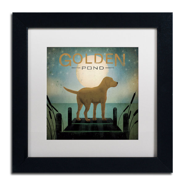 Trademark Art 'Moonrise Yellow Dog Golden Pond' by Ryan Fowler Framed ...