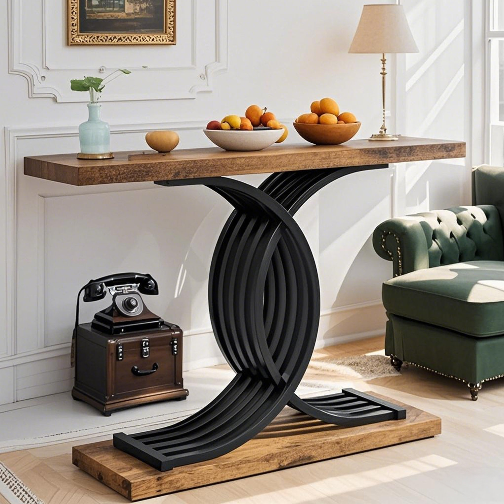 Mercer41 Console Table for Entryway 39.4 Inches, Geometric Frame Modern ...