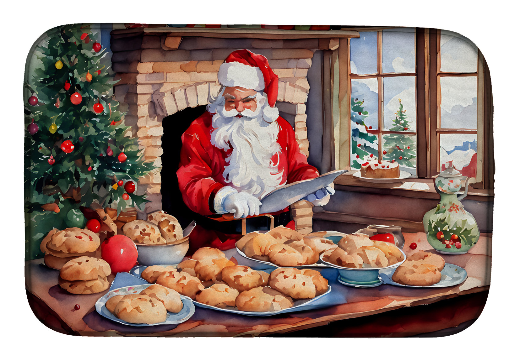 Caroline's Treasures Cookies with Santa Claus Dish Drying Mat - Wayfair ...