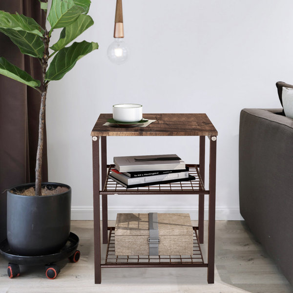17 Stories Table de bout à 3 niveaux avec structure en métal noir et ...