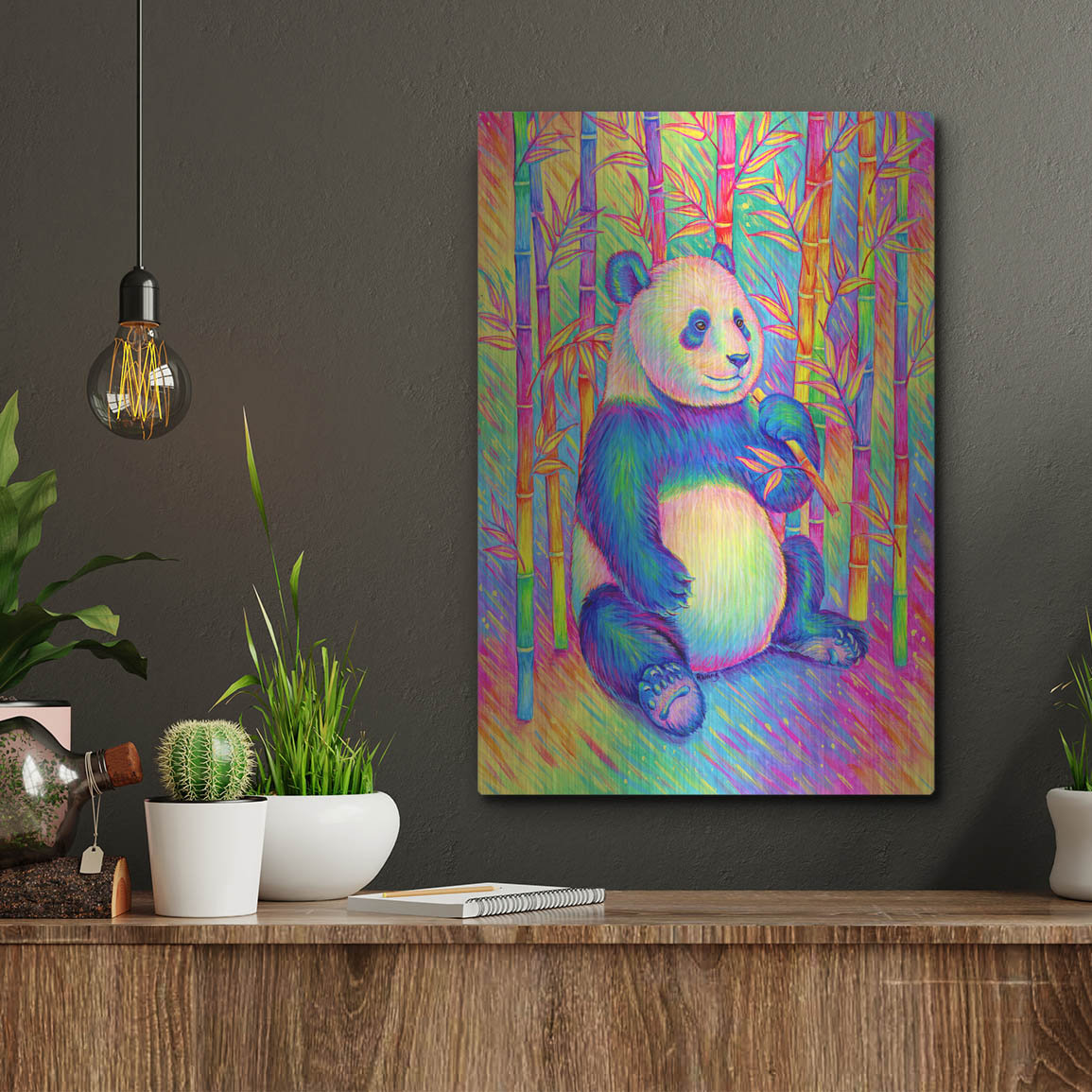 Bungalow Rose " Psychedelic Panda " by Rebecca Wang Art on Metal | Wayfair