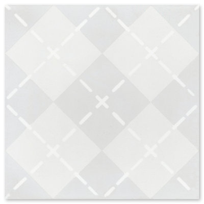 Villa Lagoon Tile Argyle Fog 8" x 8" Cement Patterned Wall & Floor Tile ...